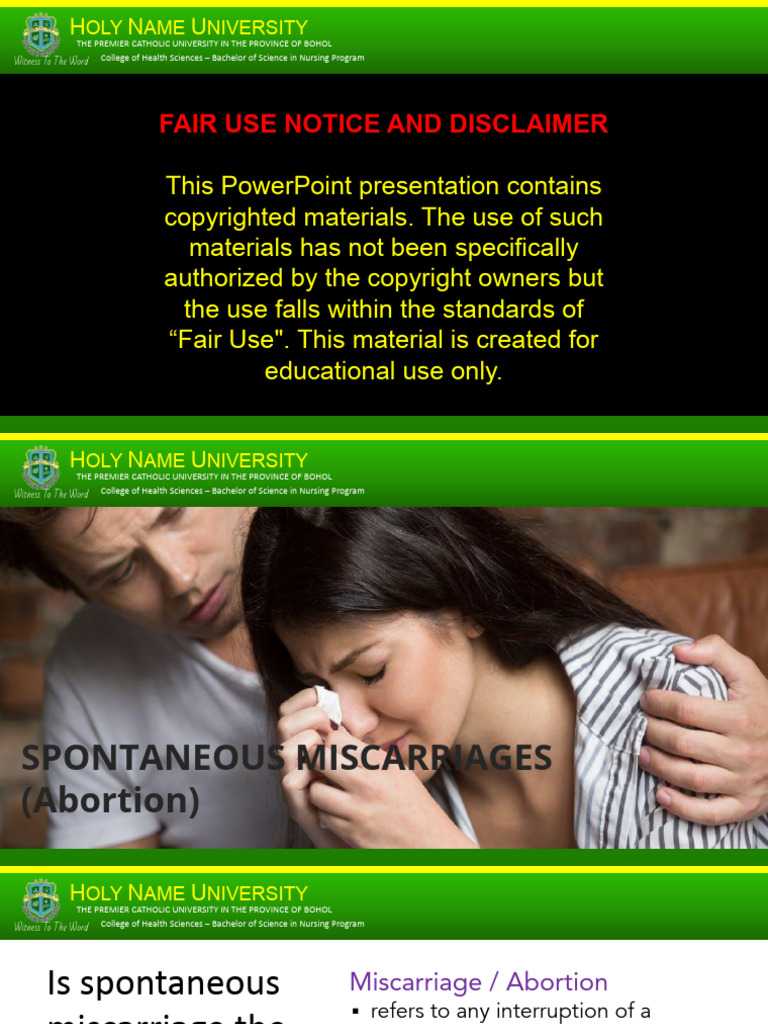 Spontaneous Miscarriages - For Uploading | PDF | Miscarriage | Childbirth