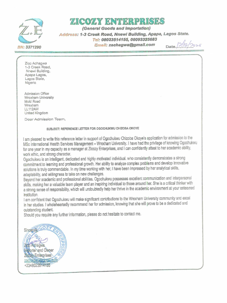 Refernce Letter | PDF