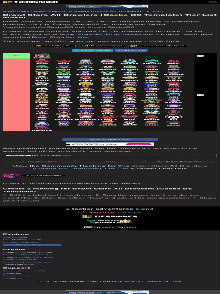 Create A Brawl Stars All Brawlers (Gaebe BS Template) Tier List ...
