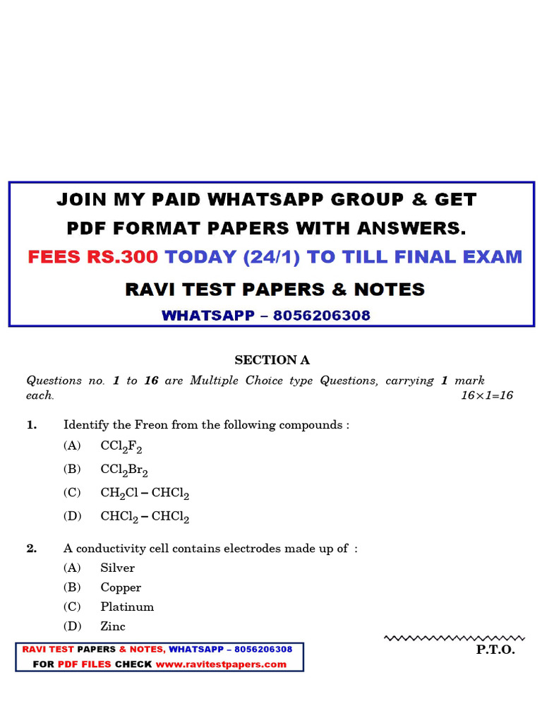 12th Cbse _chemistry Test 24 Jan | PDF | Metallic Elements | Physical ...