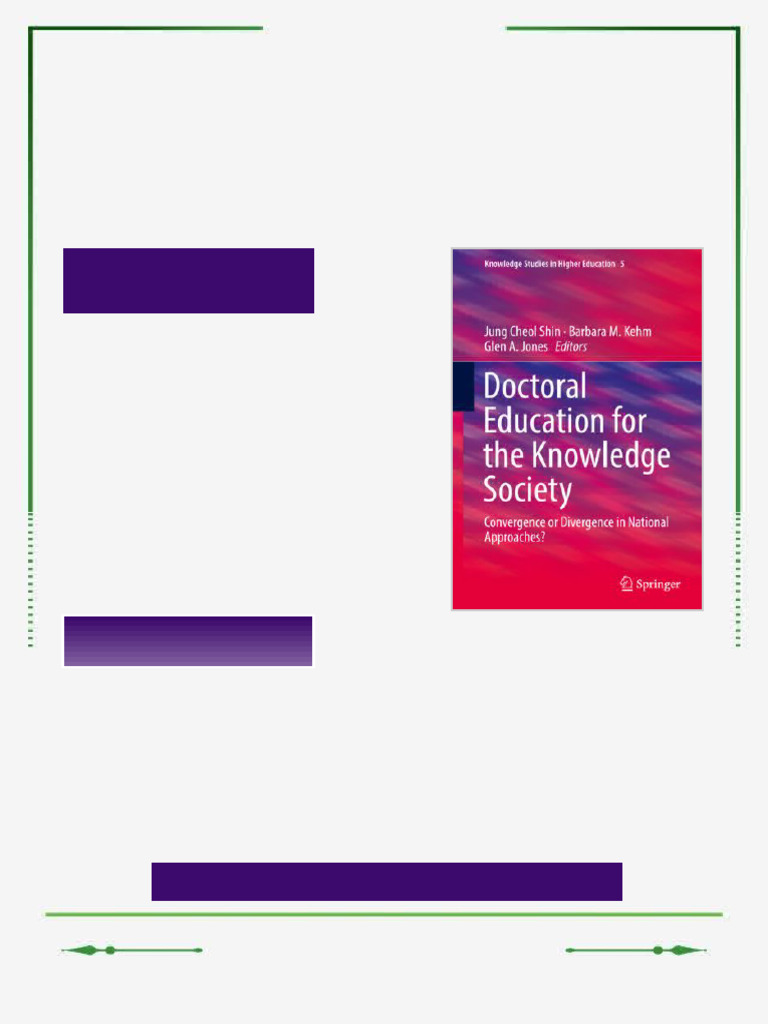 Doctoral Education for the Knowledge Society Convergence or Divergence in National Approaches ...