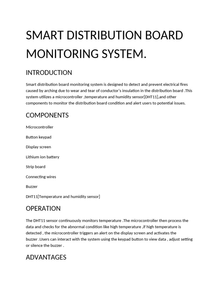Smart Distribution Board Monitoring System | PDF