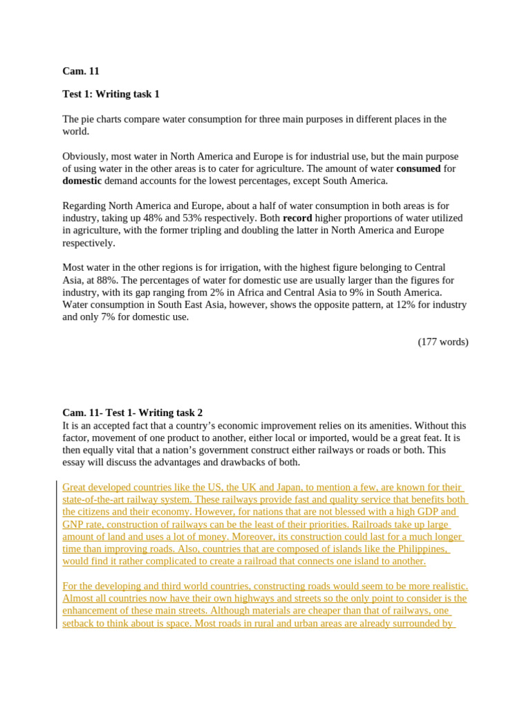 Cam. 11 Test 1 Writing Task 2 | PDF | Train | Rail Transport