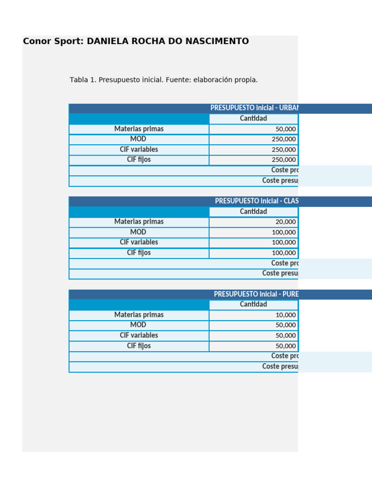 Conor Sport - Act 1 Plan y Cont Daniela Rocha | PDF | Presupuesto