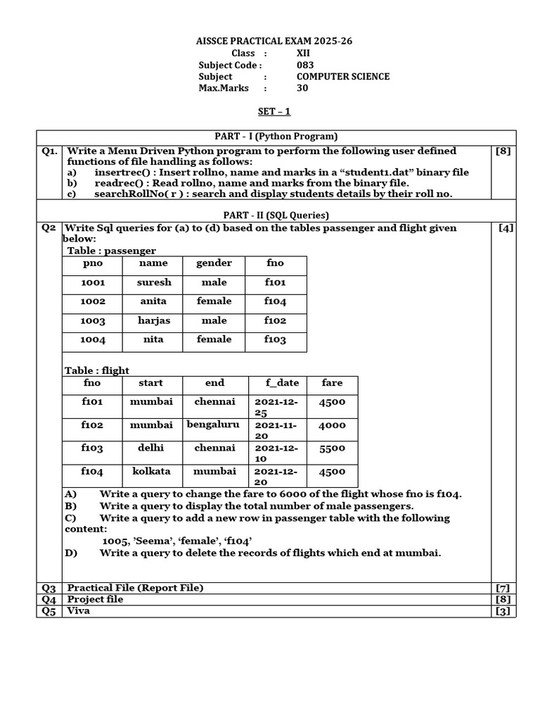 Cs Final Practical Paper 2025-26heeloooo | PDF | Sql | Computing