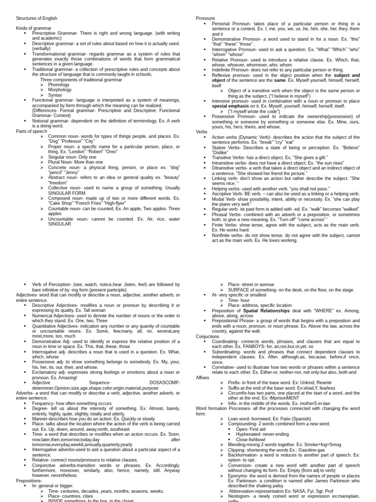 Structures of English | PDF | Verb | Pronoun