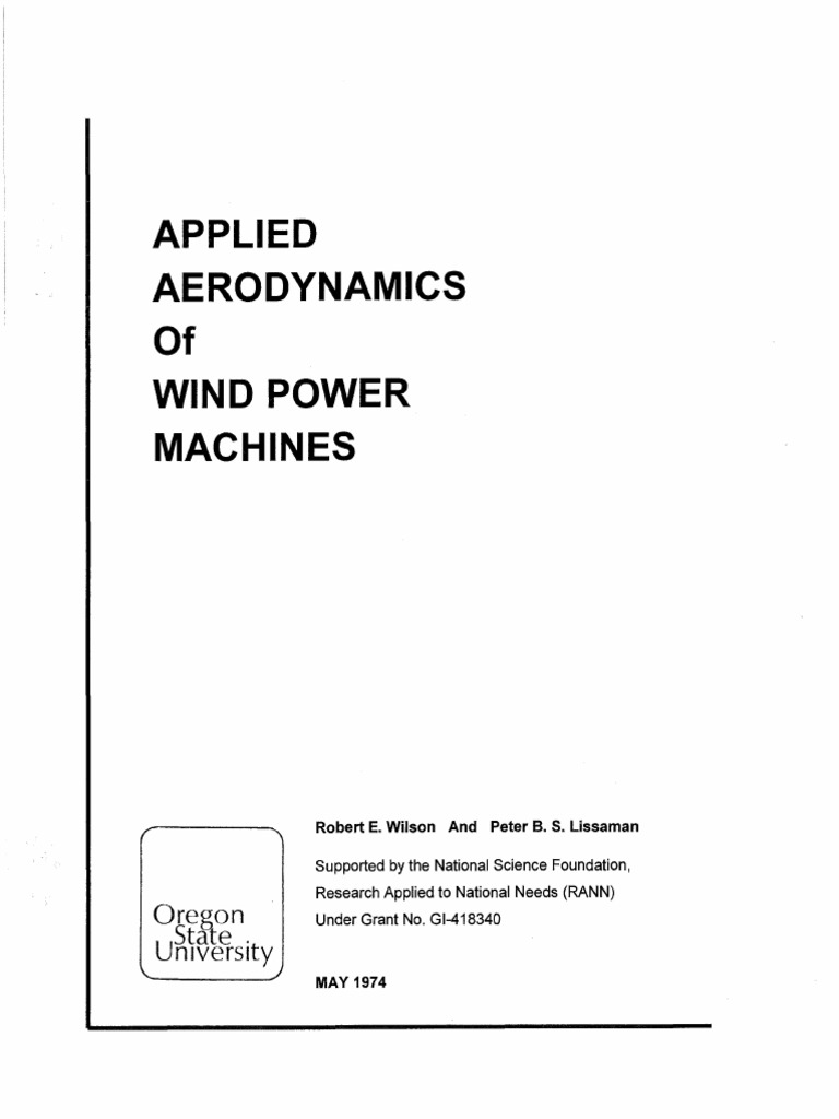 WilsonLissaman_AppAeroOfWindPwrMach_1974 | PDF | Turbine | Lift (Force)