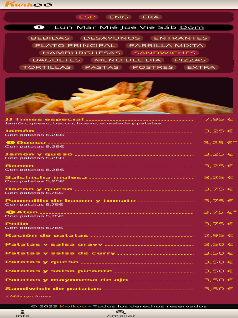 JJ´s Pub & Restaurant - Benidorm - Carta Menú Digital | PDF | Preparación de comida y bebida ...
