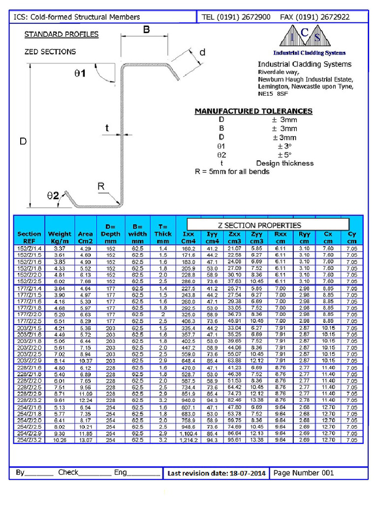 Z Purlin Properties | PDF