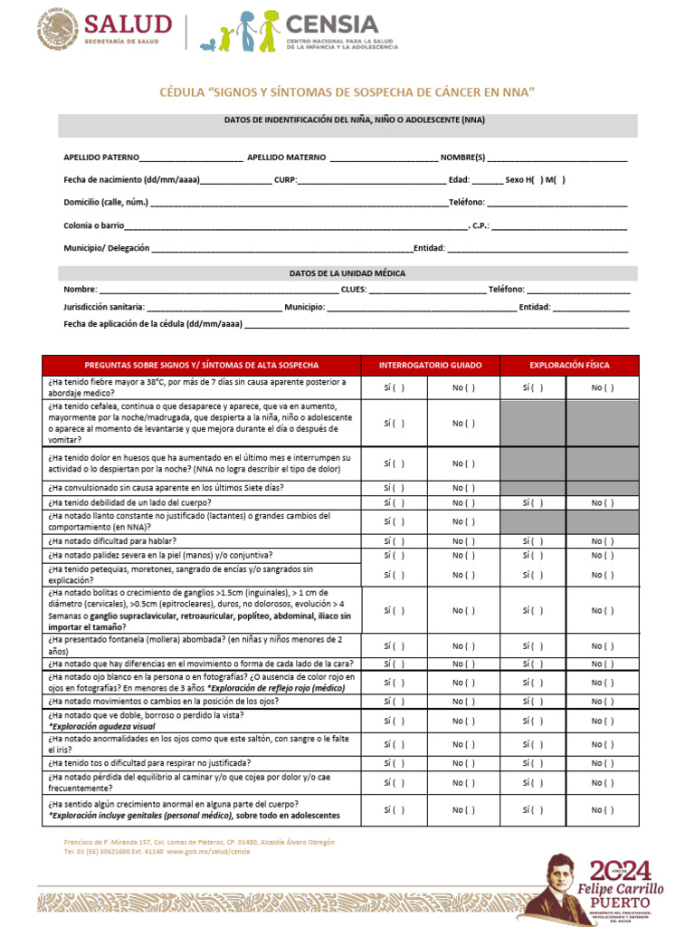 CEDULA 2024 1.2 Cédula Sosp Sig y Sínt Cán Inf y Adol Instructivo 2024 ...