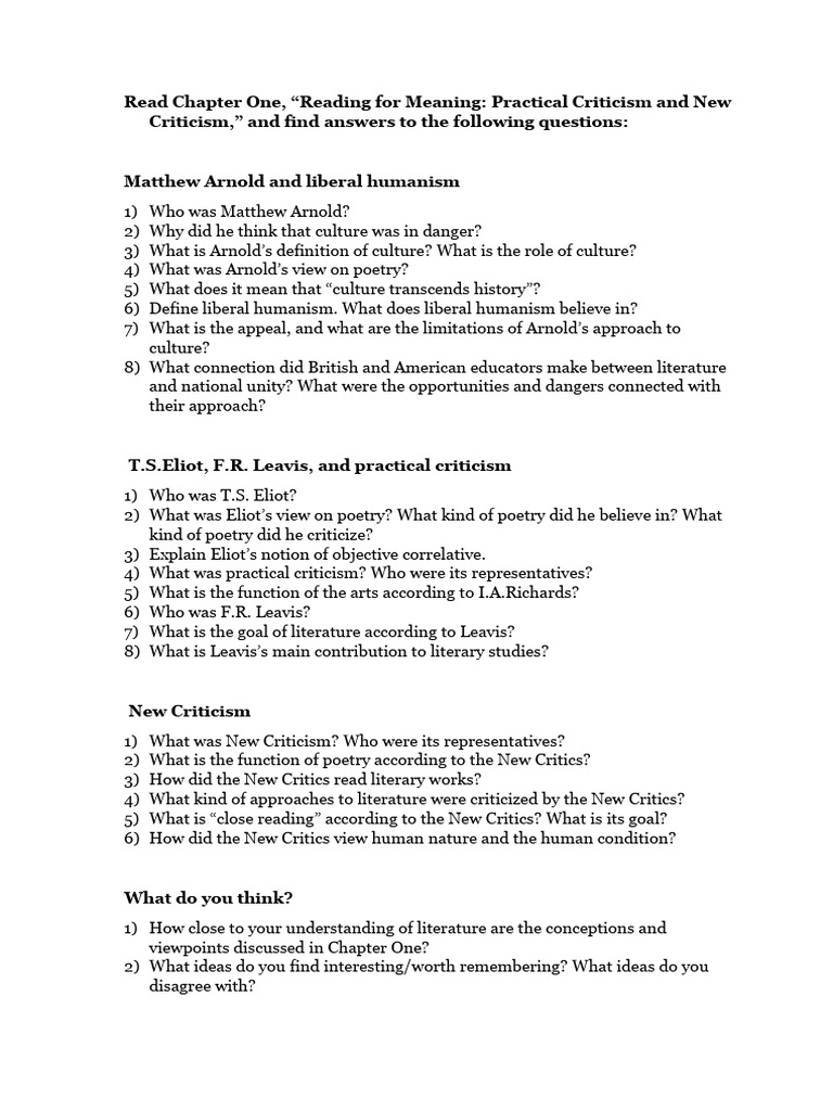 Chapter One_Questions for Discussion | PDF