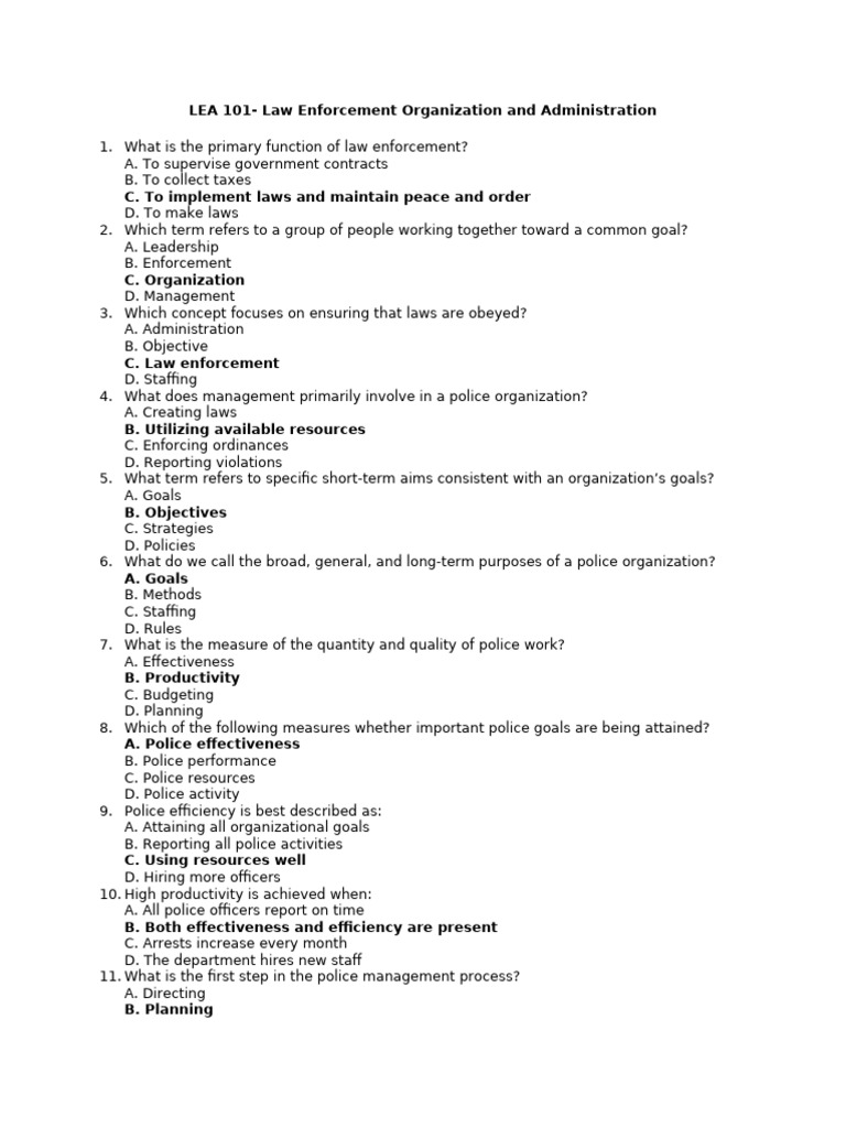 LEA 101- Law Enforcement Organization and Administration | PDF | Police ...
