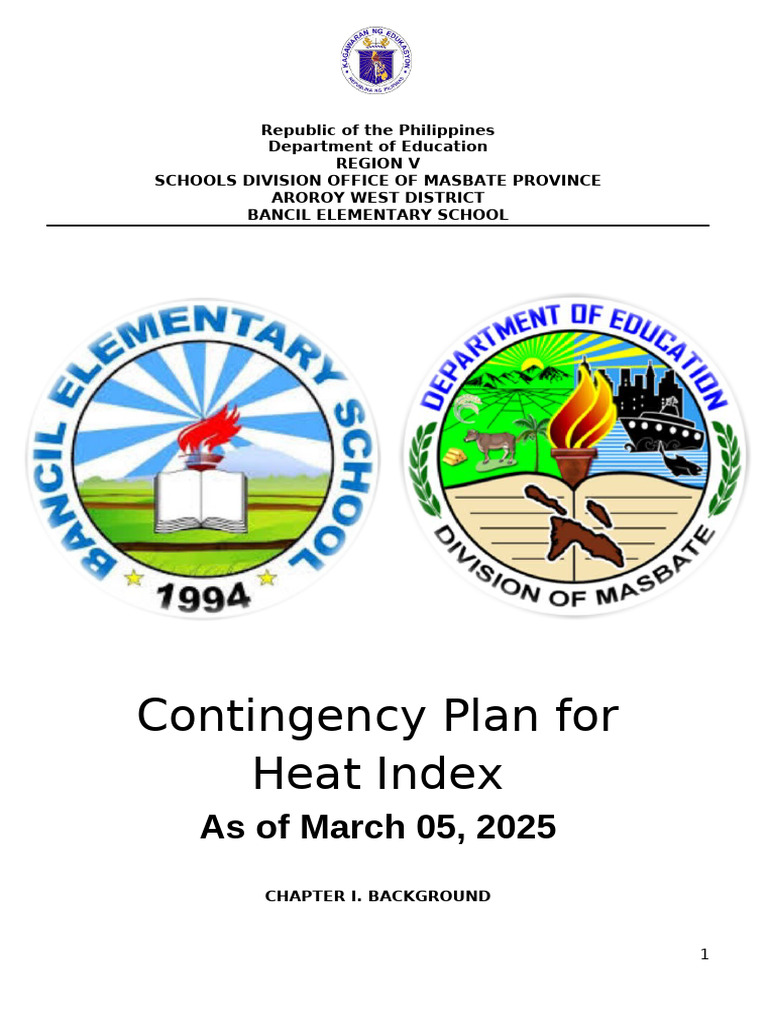 Contingency Plan Bancil HEAT INDEX | PDF | Hazards | Emergency