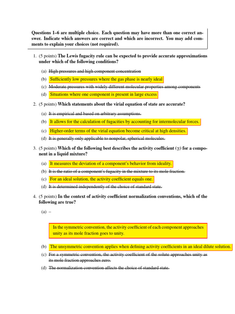 Example Exam Questions From 2024 | PDF | Phase (Matter) | Polymers