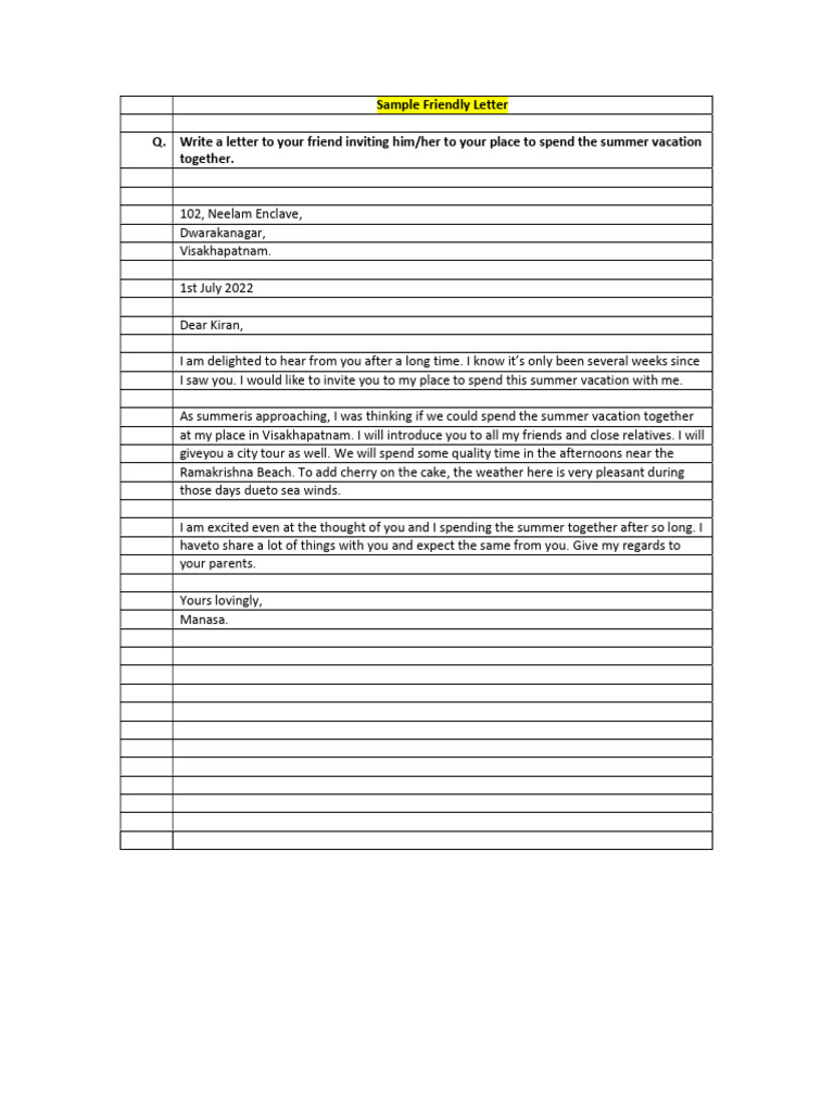 Sample Informal Letter 2022 | PDF