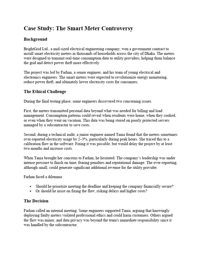 Ethics Case Study | PDF | Automation | Safety