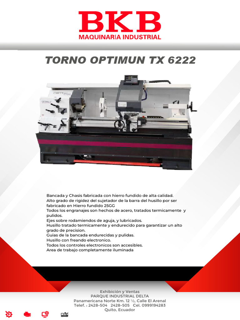 Torno Optimun TX 6222 | PDF | Vehículo de motor | Ingeniería mecánica