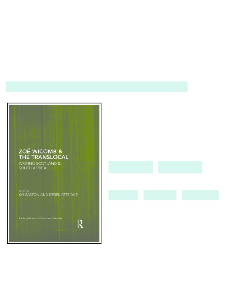 Zoë Wicomb the Translocal Writing Scotland South Africa 1st Edition Kai ...
