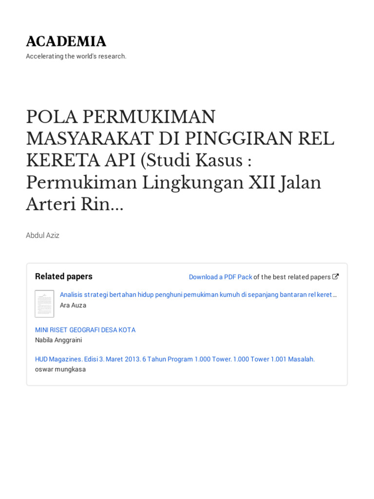 123dok Pola Permukiman Masyarakat Di Pinggiran Rel Kereta API Studi ...