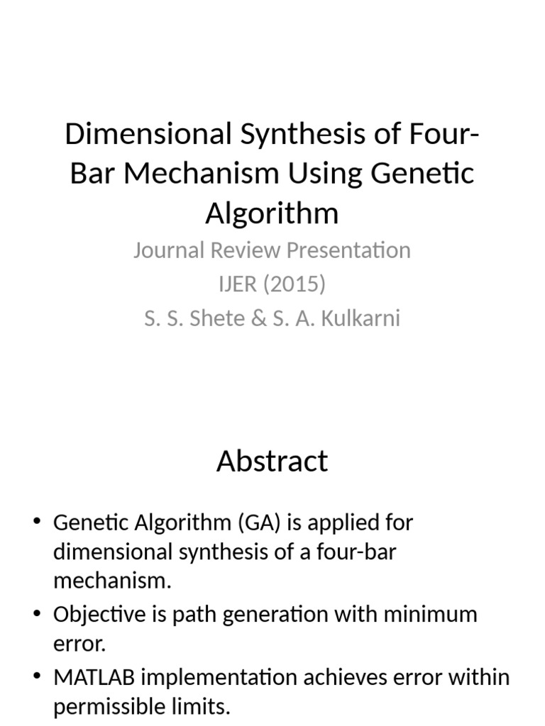 Four Bar GA Final Journal Review | PDF