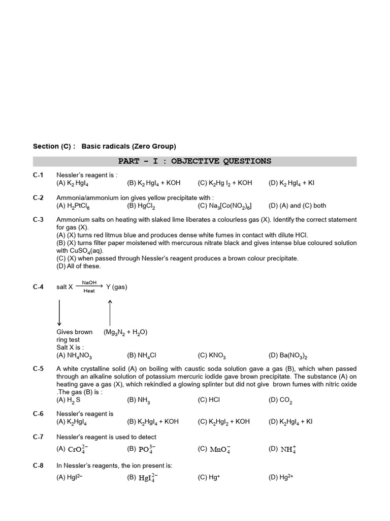Salt Analysis Practice Session-5 | PDF | Precipitation (Chemistry ...