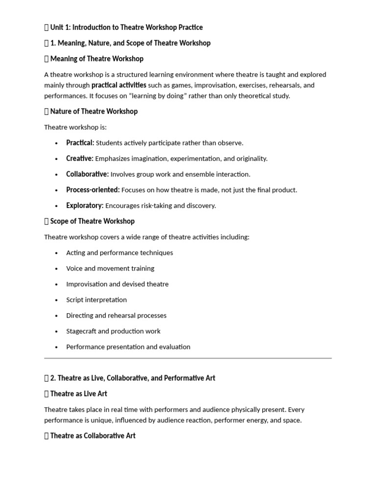 NOTE (THEATER WORKSHOP) | PDF | Theatre | Tragedy