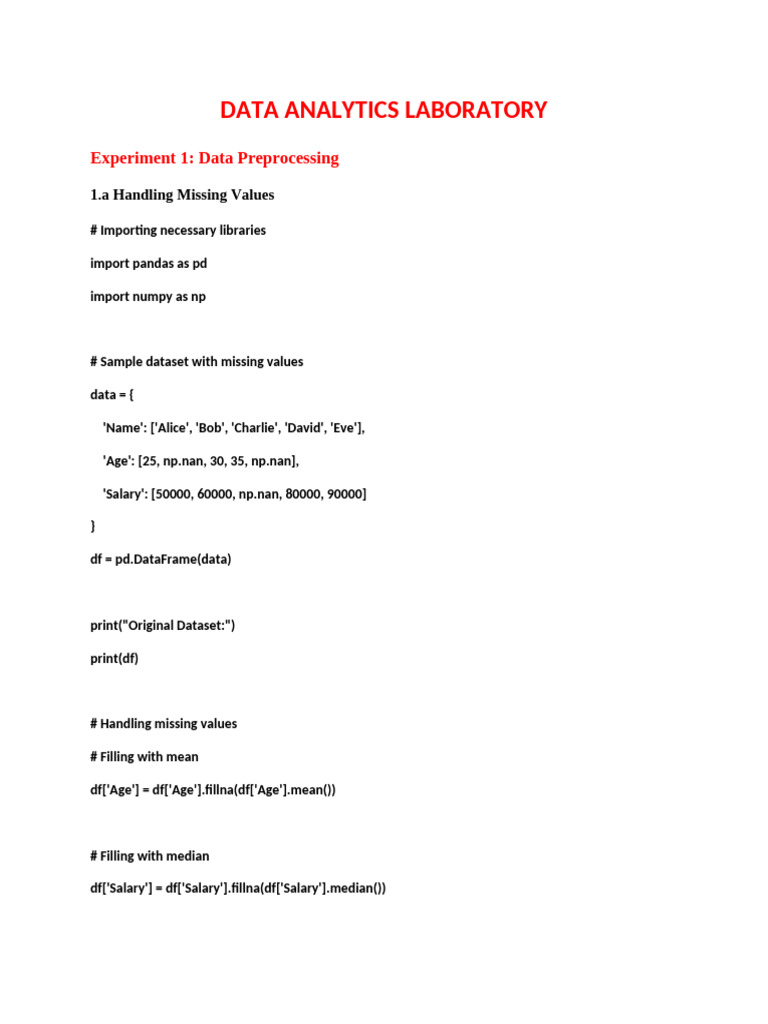 Data Analytics Laboratory | PDF | Data Analysis | Data
