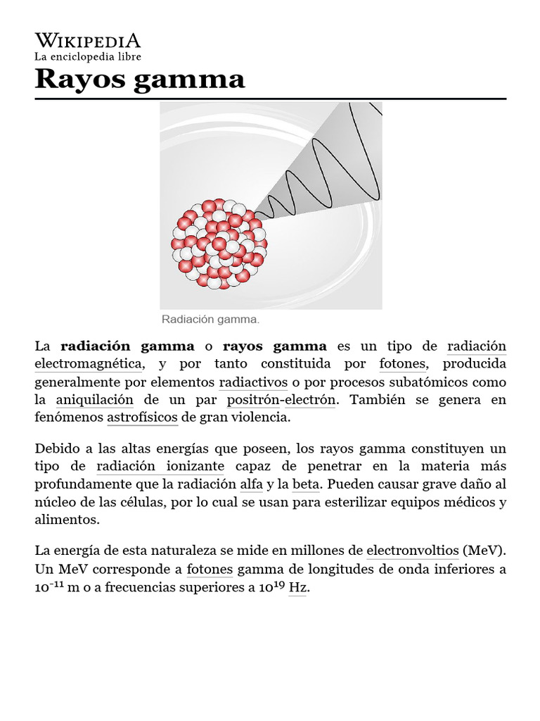 Rayos Gamma - Wikipedia, La Enciclopedia Libre | PDF | Rayo gamma ...