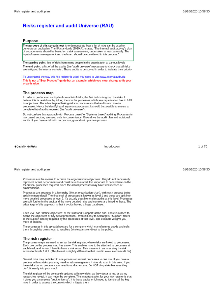 Risk Register and Audit Universe | PDF | Expense | Credit Card