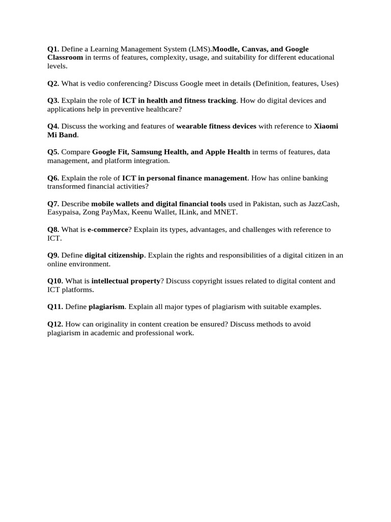 ICT Questions | PDF