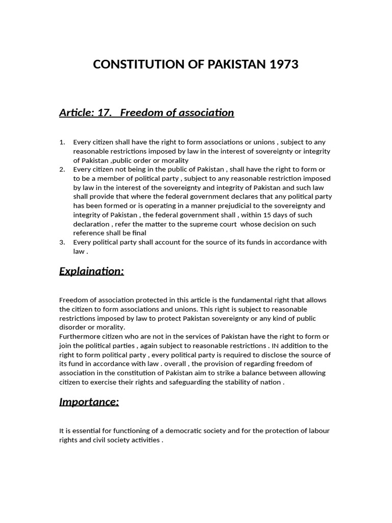 Constitution of Pakistan 1973 | PDF | Citizenship | Human Rights