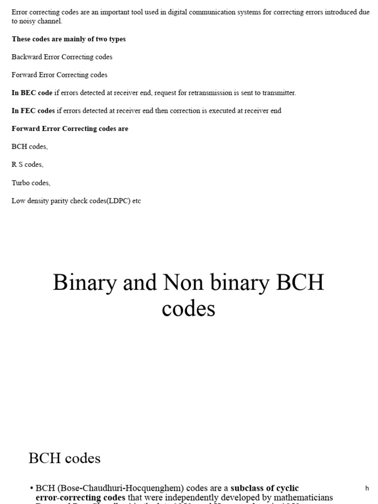 BCH and RS Codes 11 April 2025.Pptx (1) | PDF | Error Detection And ...