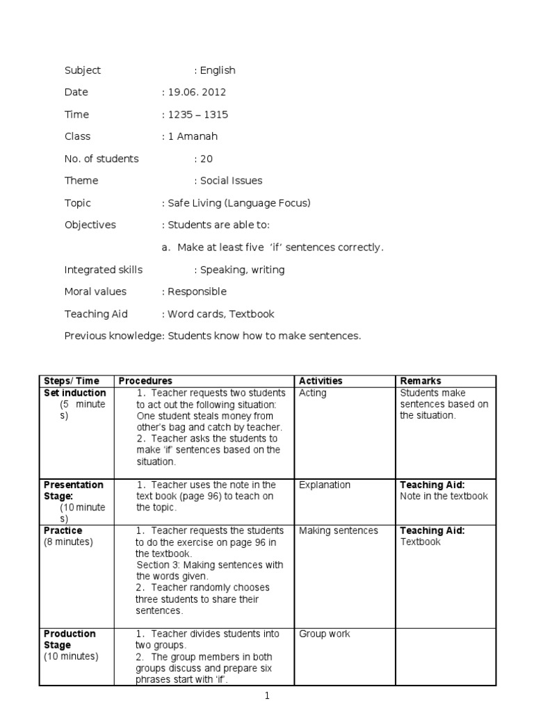 Lesson Plan For English Form 2 | PDF | Teachers | Textbook
