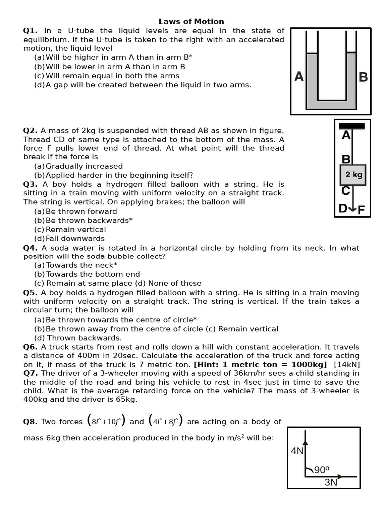 Assignment - Laws of Motion | PDF | Friction | Force