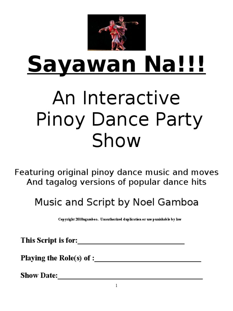 Sayawan Na!! Dance Show Script - 3-17-2010 | PDF | Filipino Americans ...