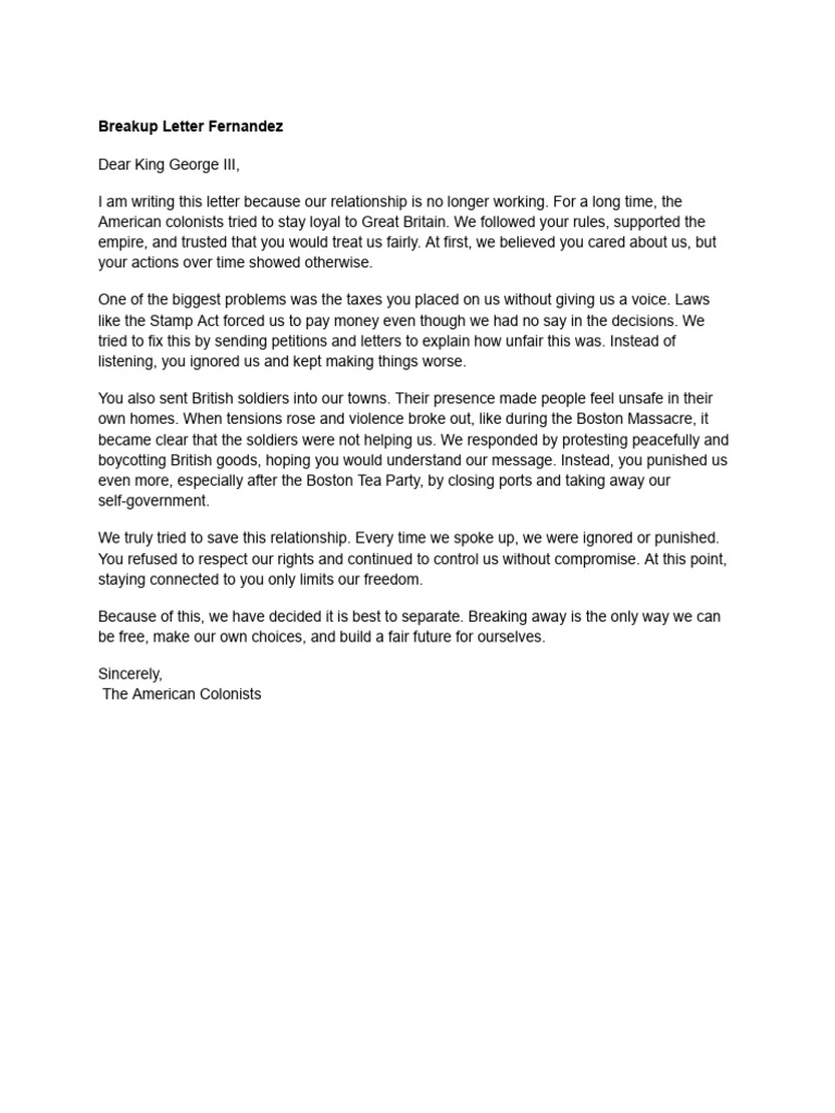 Breakup Letter Fernandez (1) | PDF