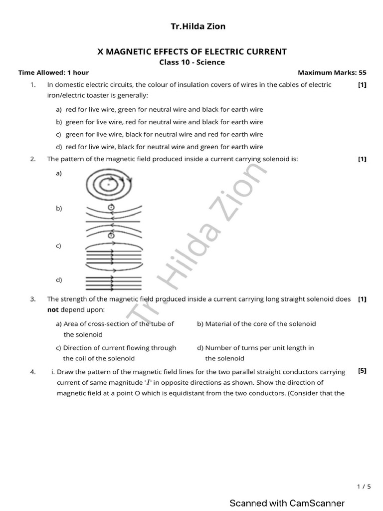 X Magnetic Field of Electric Currents Qs | PDF