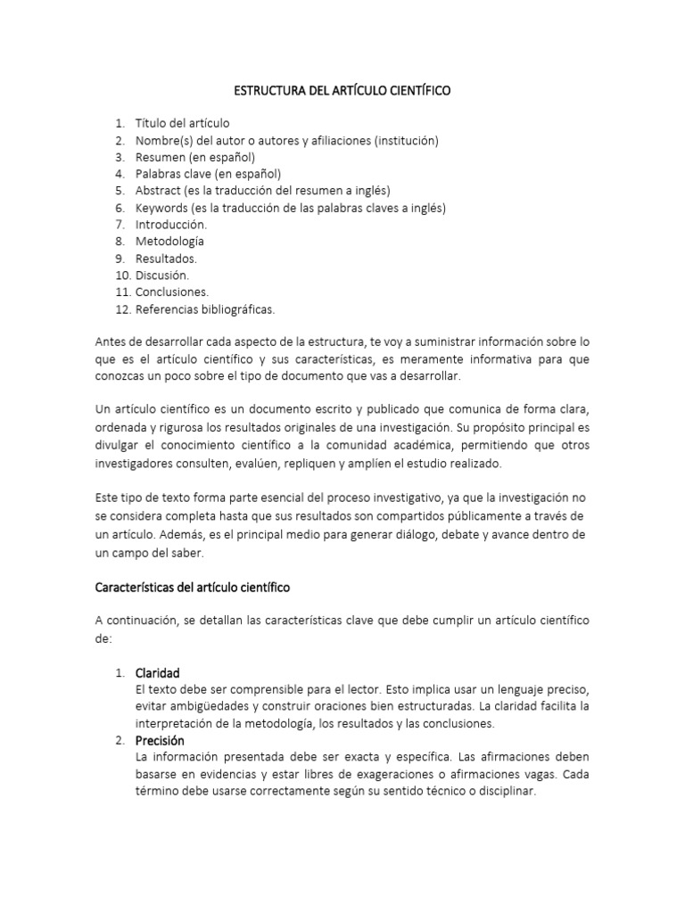 Estructura General de Un Artículo | PDF | Publicación Académica