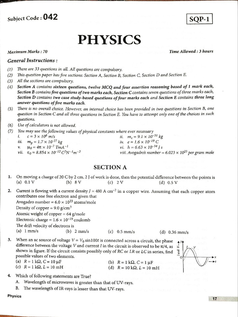 Sample Papers for Physics 2026 | PDF
