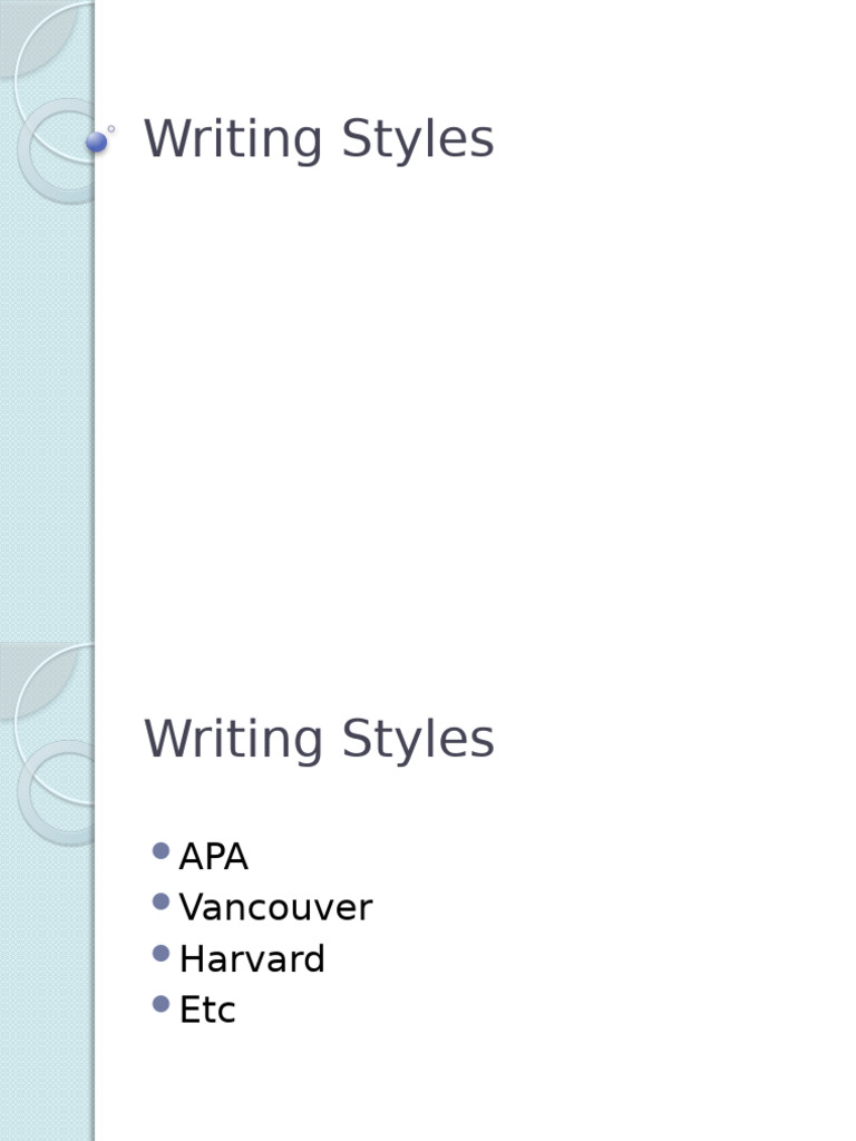 Writing Styles | PDF | Citation | Apa Style