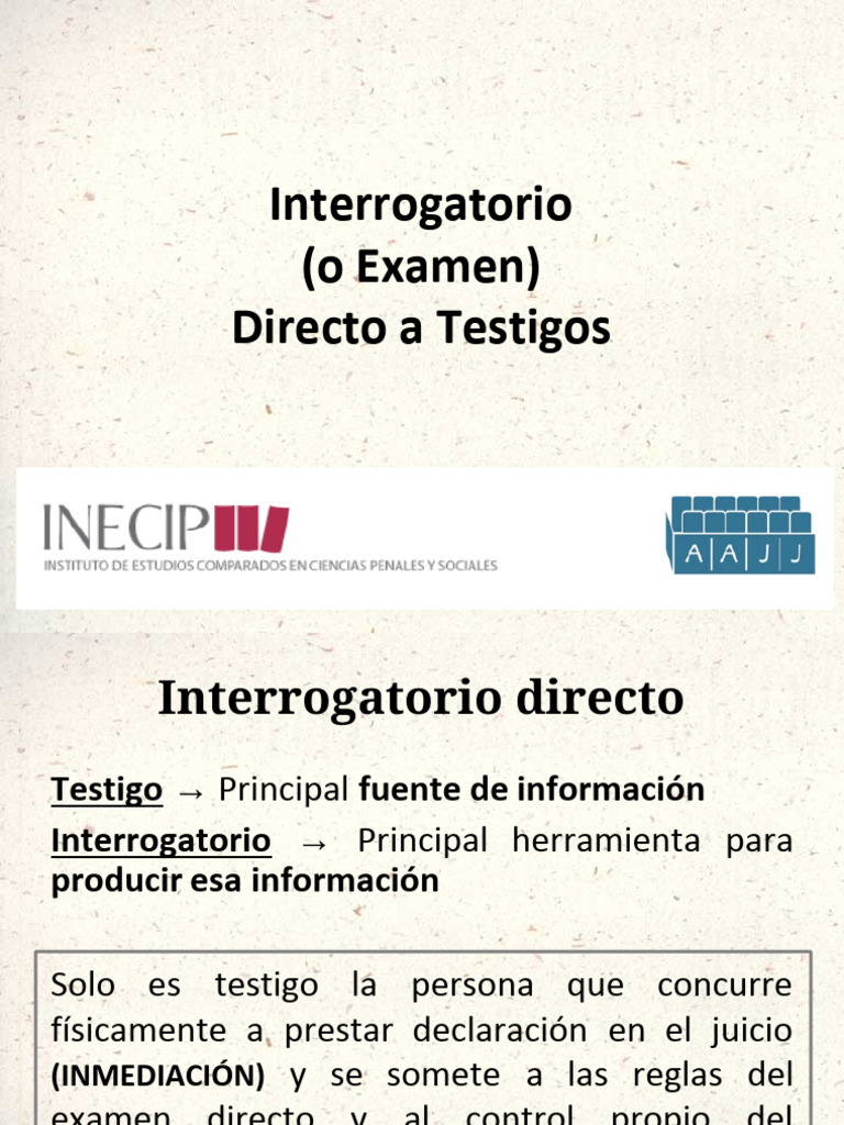 06. PPT Interrogatorio directo | PDF | Testigo