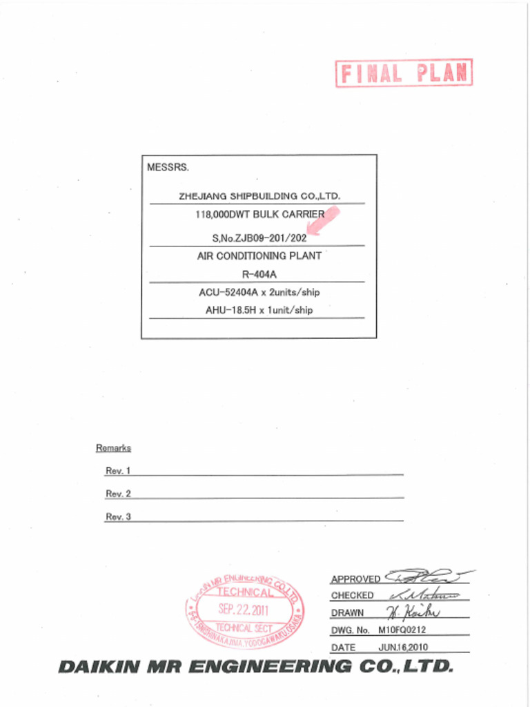 Air Cond.plant Final Plan(s.no.Zjb09-202) | PDF
