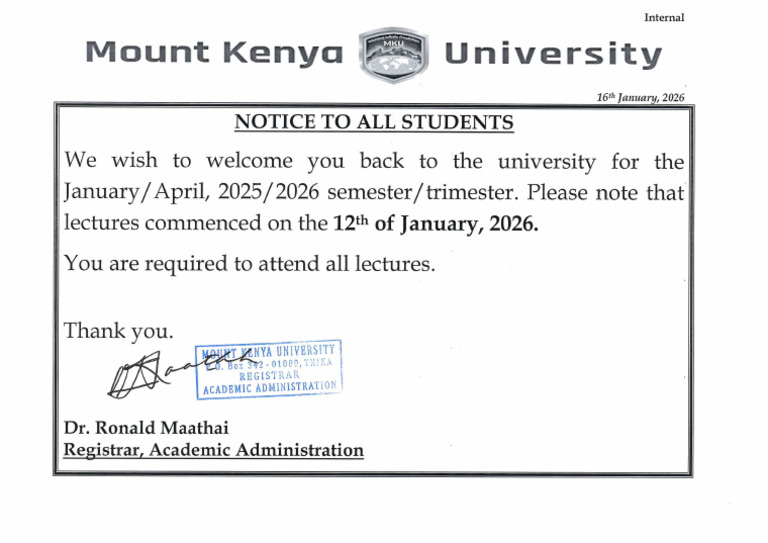Notice To All Students - Class Attendance | PDF
