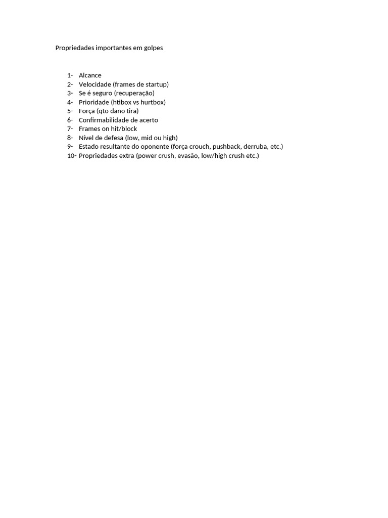 Propriedades Importantes Em Golpes | PDF
