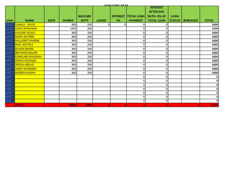 Excel Data January | PDF