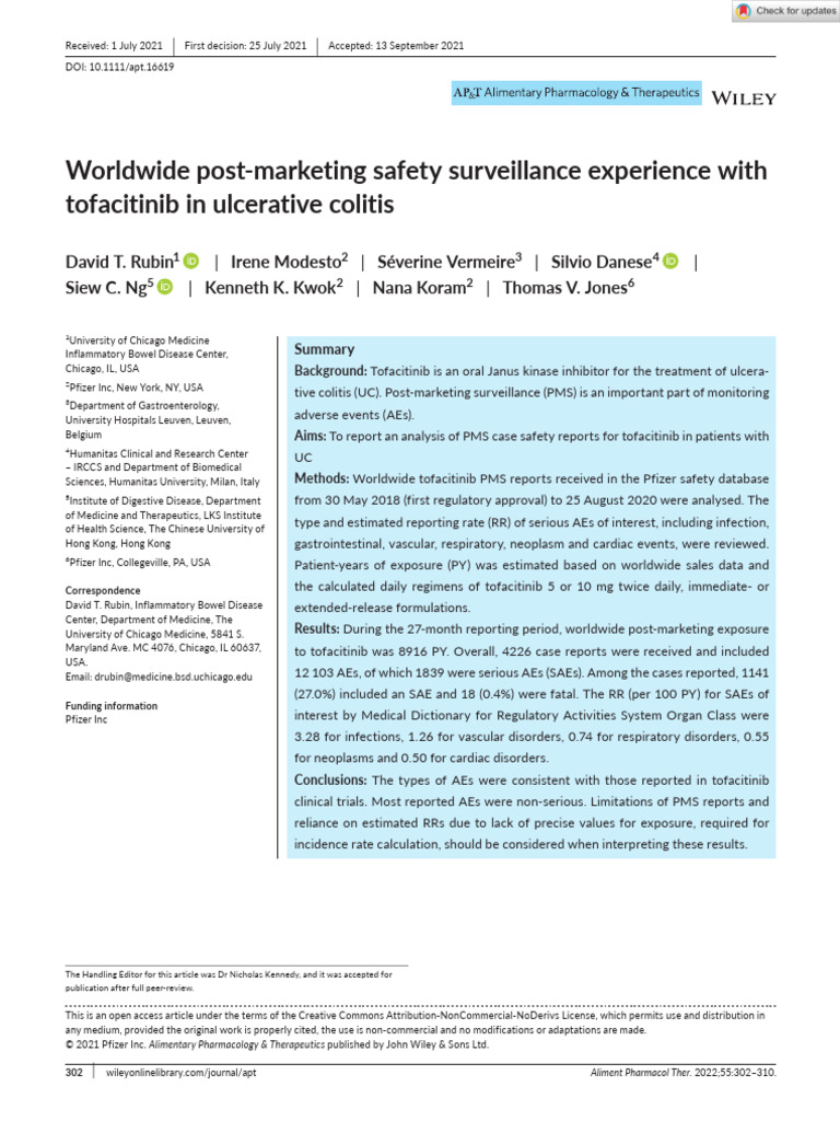 Aliment Pharmacol Ther - 2021 - Rubin - Worldwide Post Marketing Safety ...