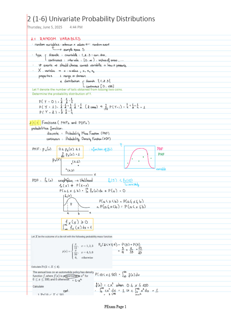 2 (1-6) Univariate Probability | PDF