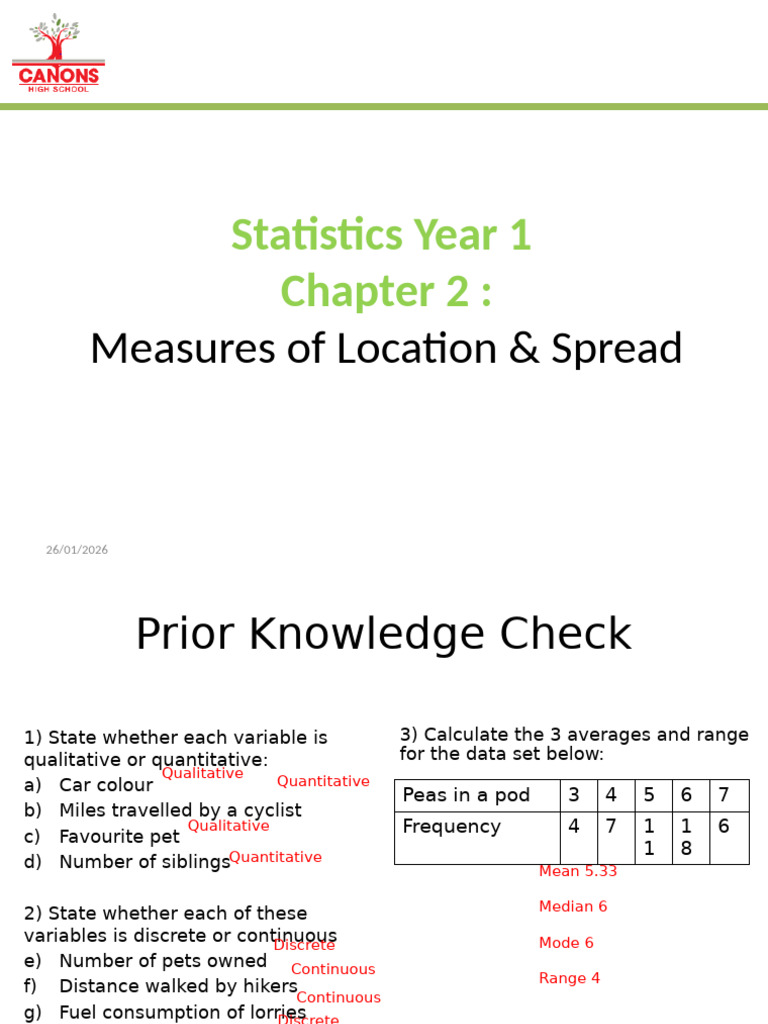 Chapter 2 - Measures Of Location And Spread | PDF | Standard Deviation ...