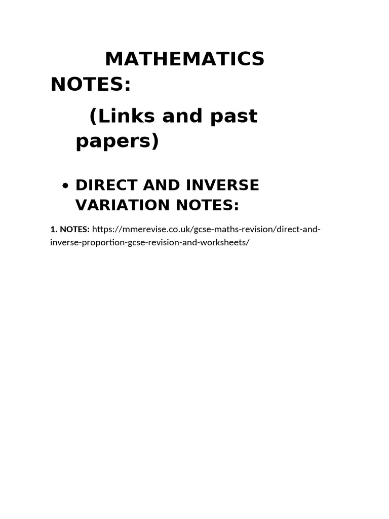 Mathematics Notes | PDF