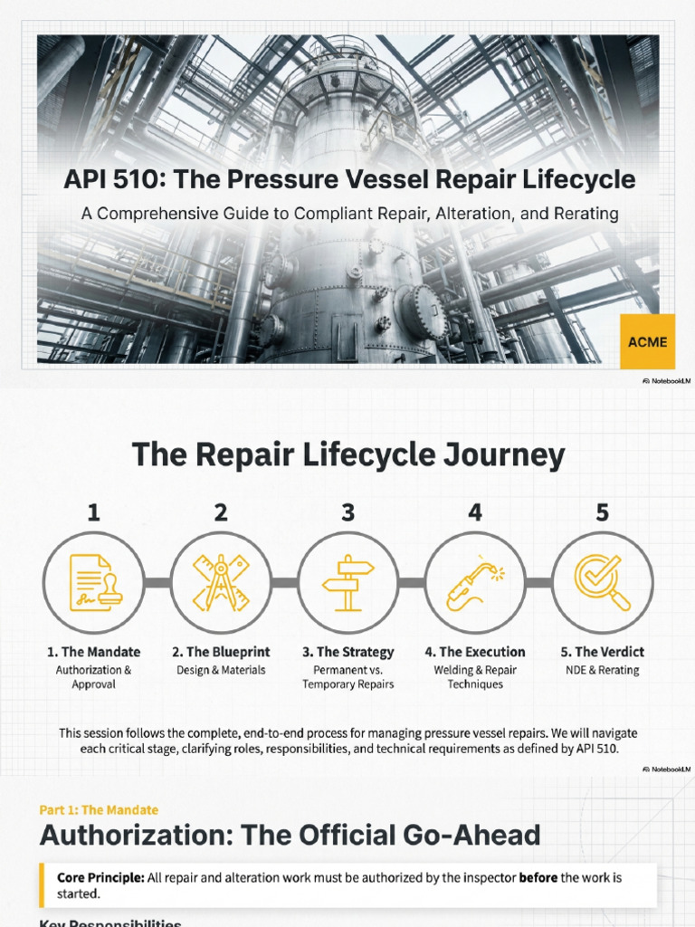 API 510 Pressure Vessel Repair Lifecycle | PDF